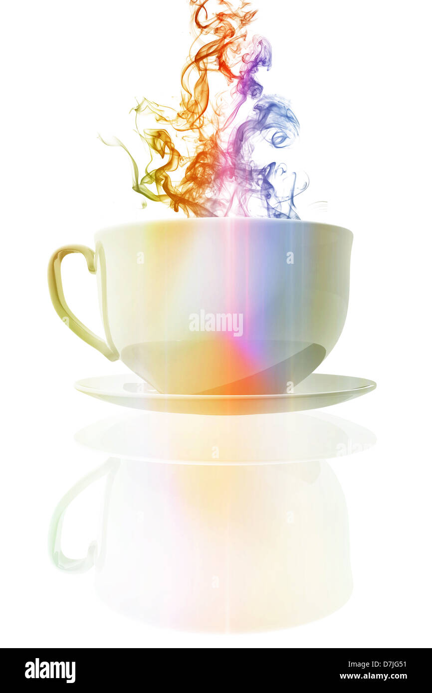 Colorful steaming coffee cup Stock Photo - Alamy