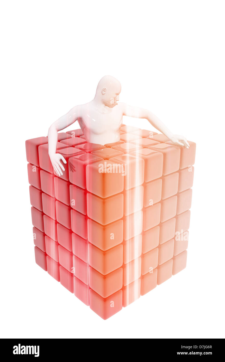 Person locked in a cube Stock Photo - Alamy