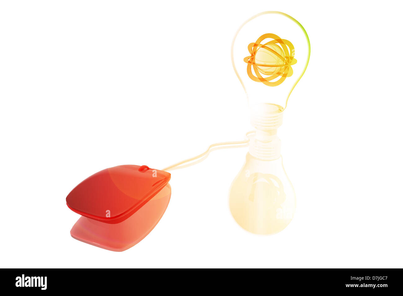 Computer mouse connected to a lightbulb Stock Photo - Alamy