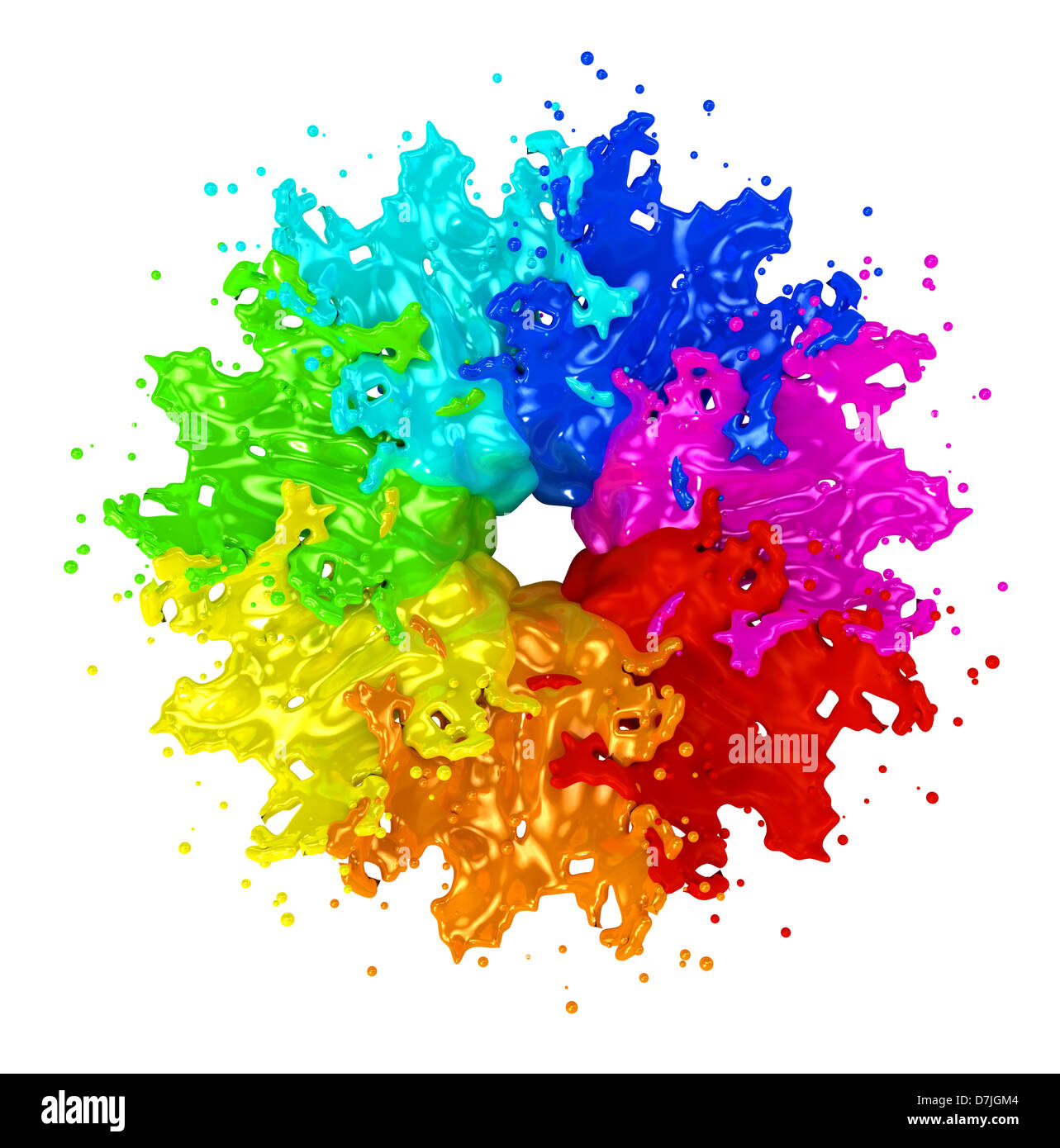 Colorful paint splashing isolated on white Stock Photo - Alamy