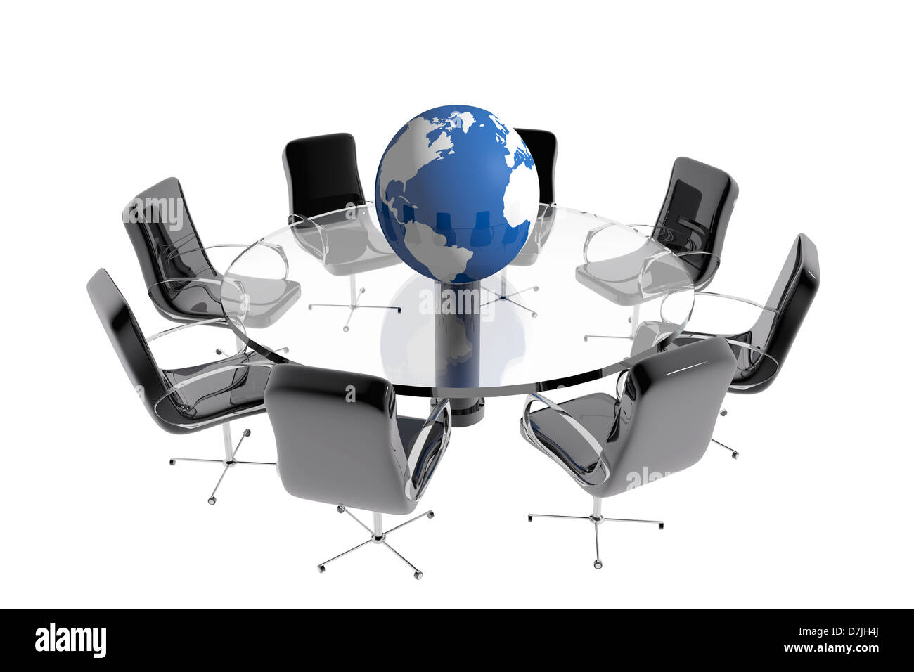 Meeting room with earth globe Stock Photo - Alamy