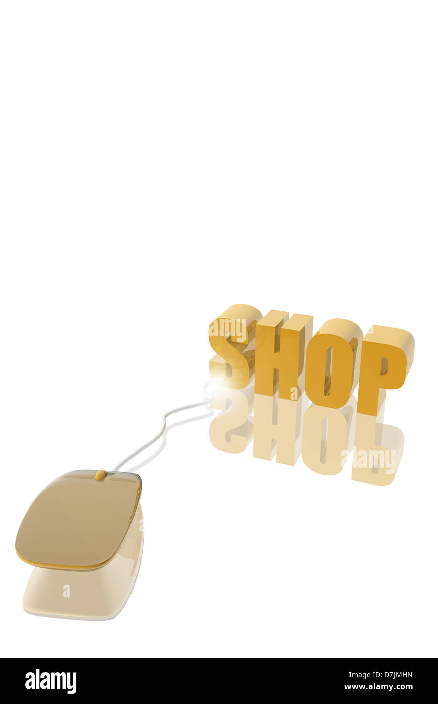 Computer mouse and shop icon Stock Photo - Alamy