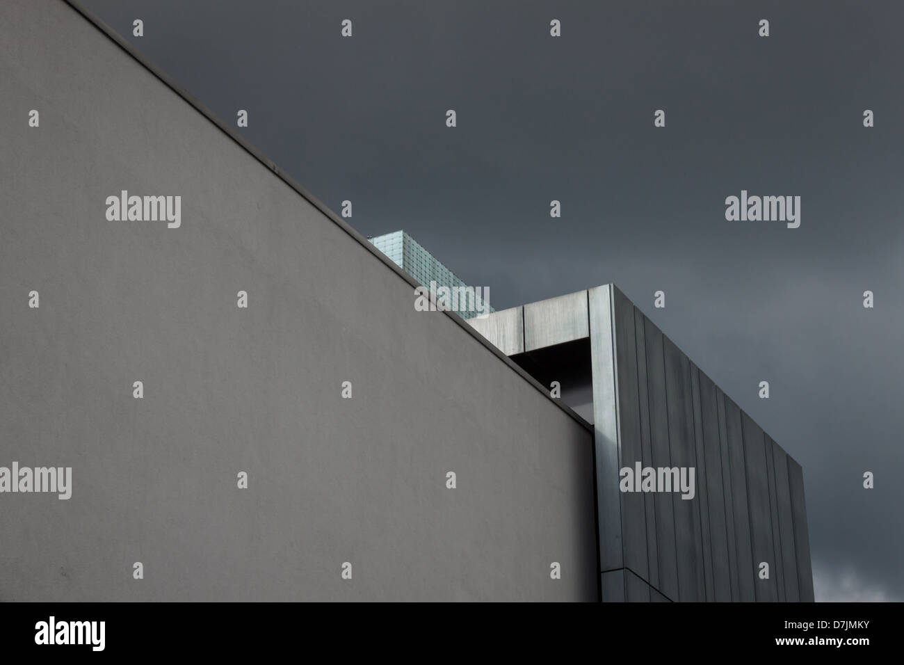 Architectural detail of a modern building against dramatic sky Stock ...