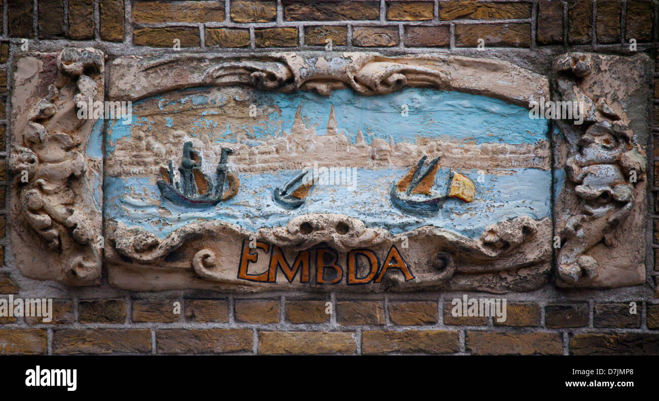 wall decoration of old traders houses in Dordrecht, the Netherlands ...