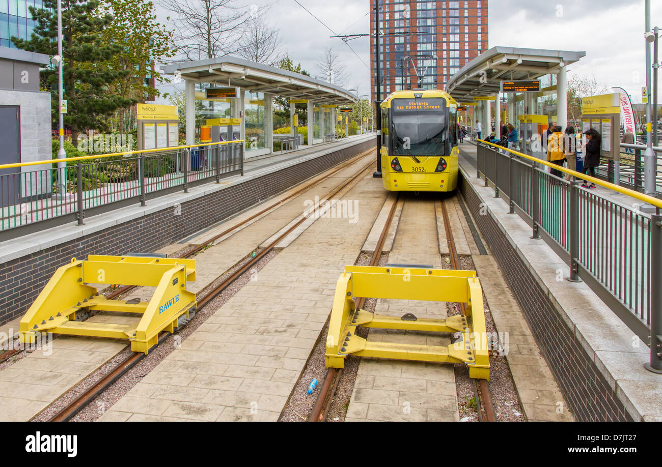 Manchester Metrolink Station at MediaCity in Salford Quays, Manchester ...