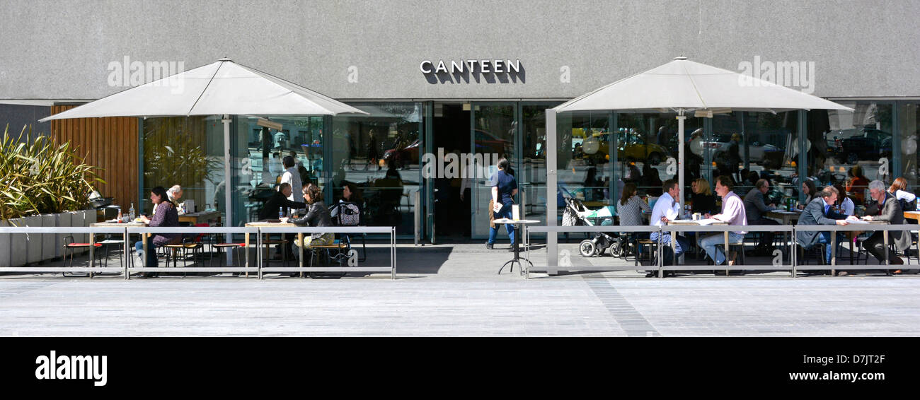 Canteen restaurant sign and outdoor eating facilities at the Royal ...
