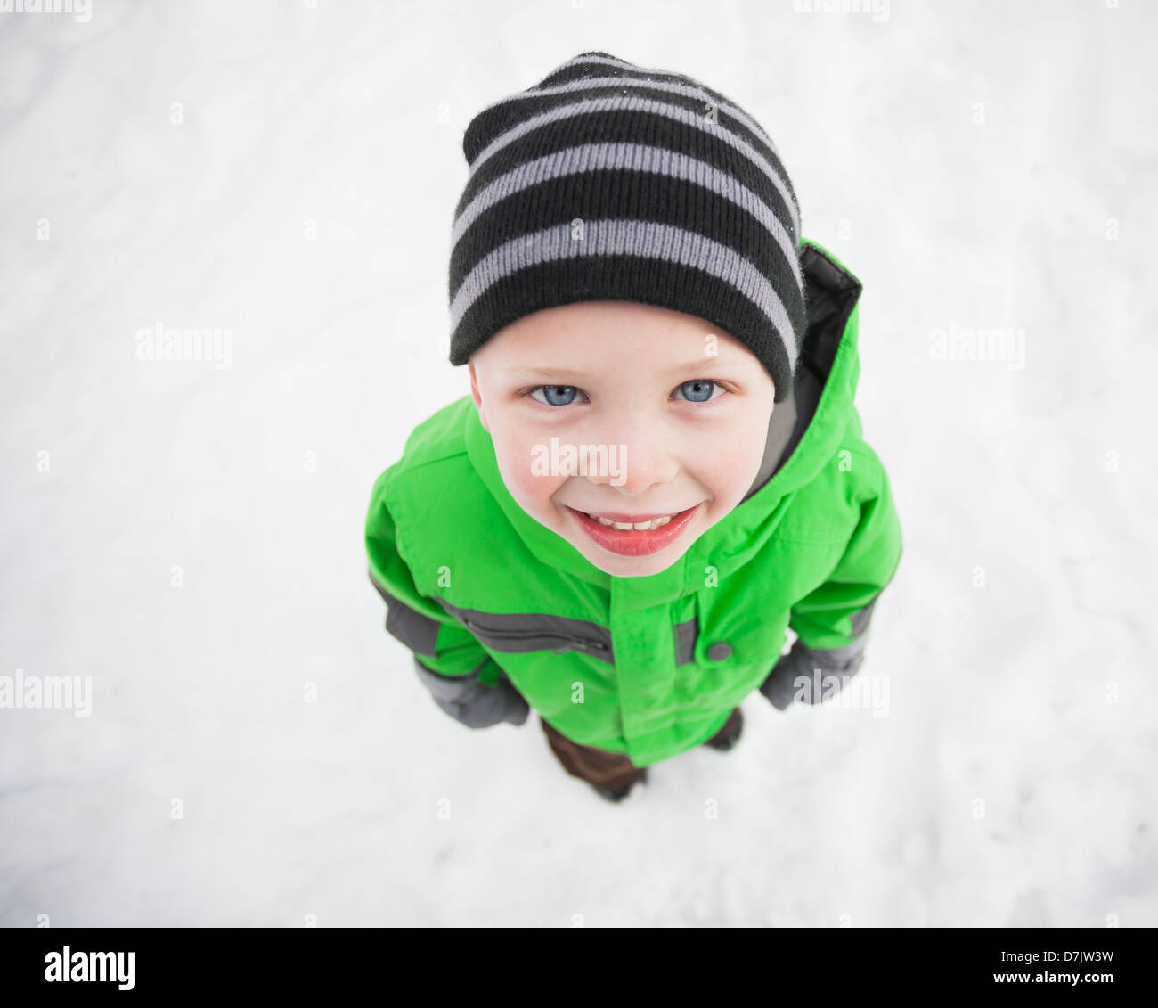 Directly above portrait of standing boy (4-5) looking up Stock Photo ...