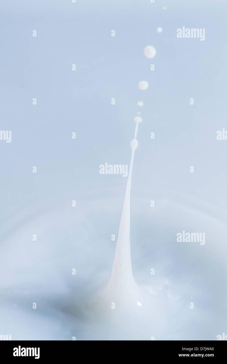 Close view of a droplet of milk hitting a surface of milk Stock Photo ...