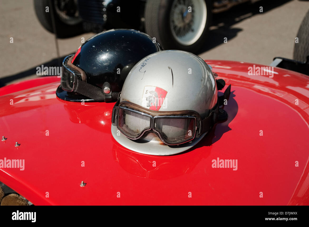 Vintage racing helmets hi-res stock photography and images - Alamy