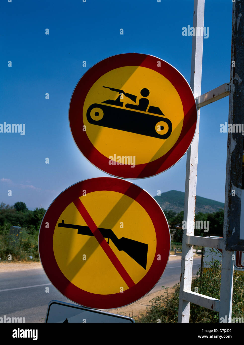 Medugorje Bosnia-Herzegovina Road Signs at Entrance to Town "No Guns ...