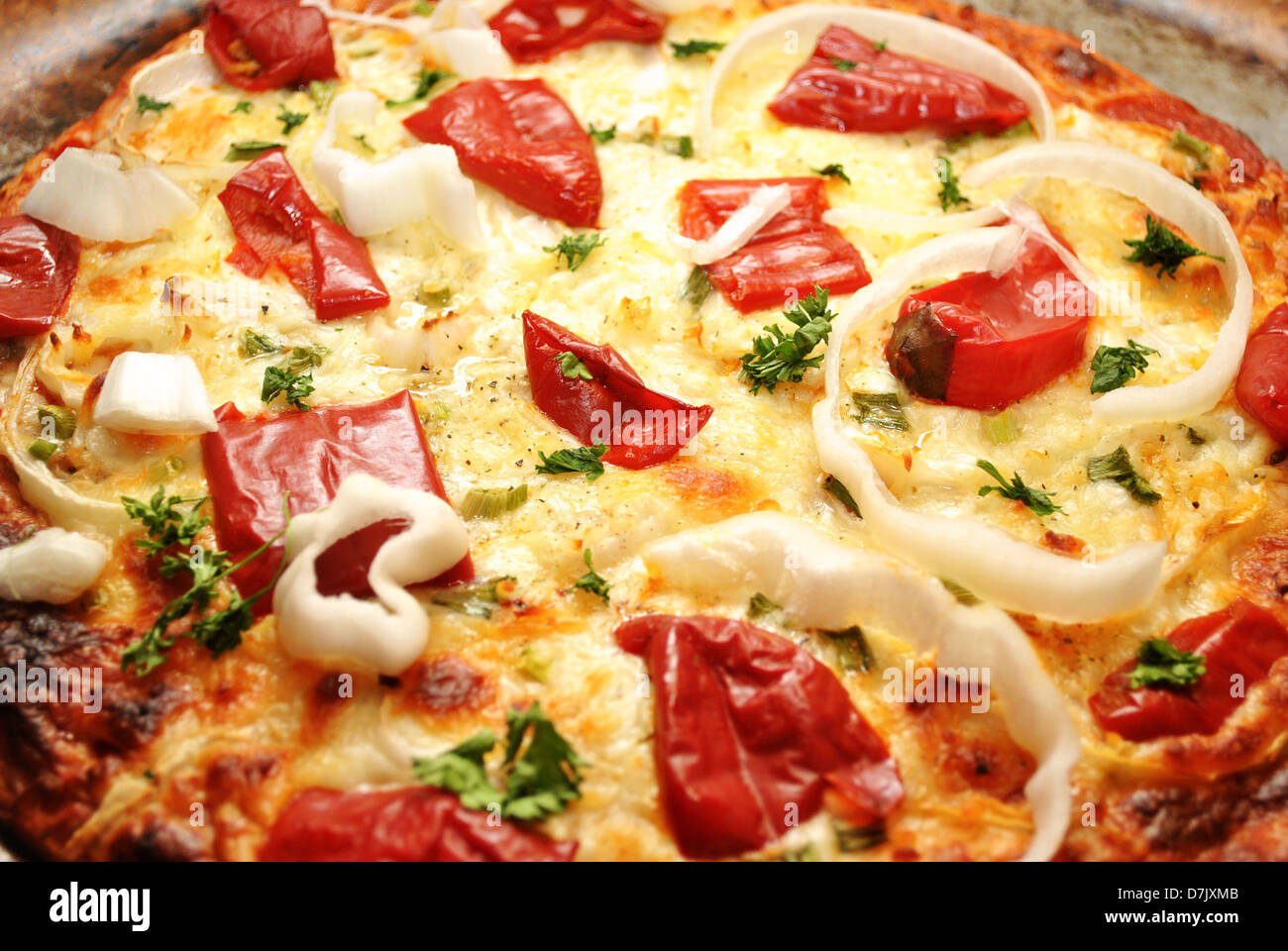 Cooked Roasted Red Pepper Pizza Stock Photo - Alamy