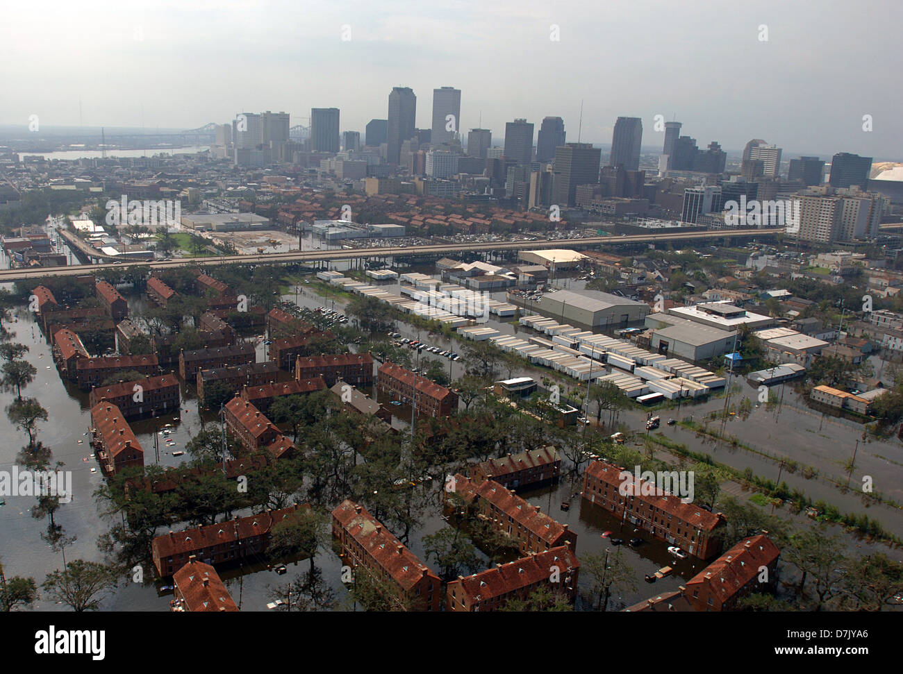 Aerial view of massive flooding and destruction caused by Hurricane ...