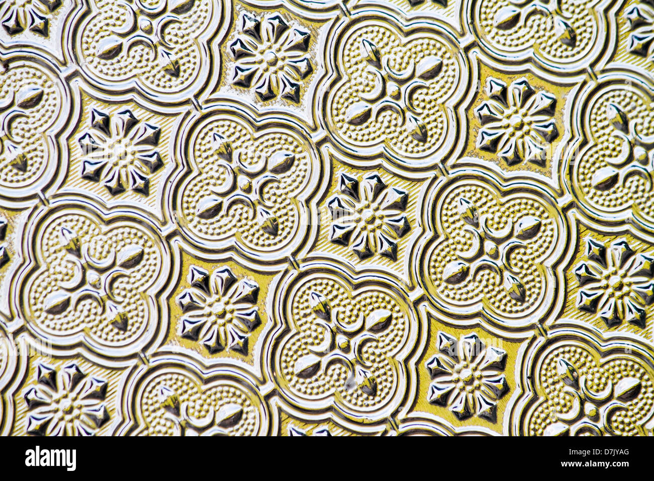 Close view of the flower texture in a glass window Stock Photo - Alamy