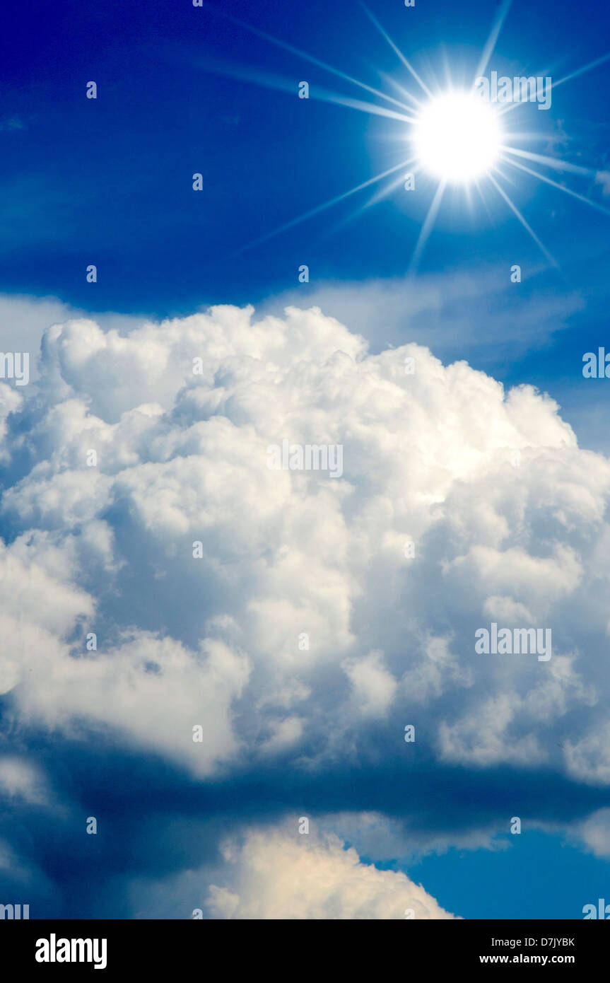 Strong sun over the blue sky Stock Photo - Alamy