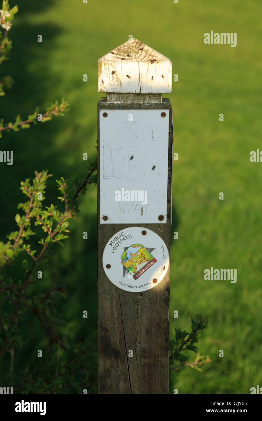 A sign post for public footpath, Fermyn Woods Country Park ...
