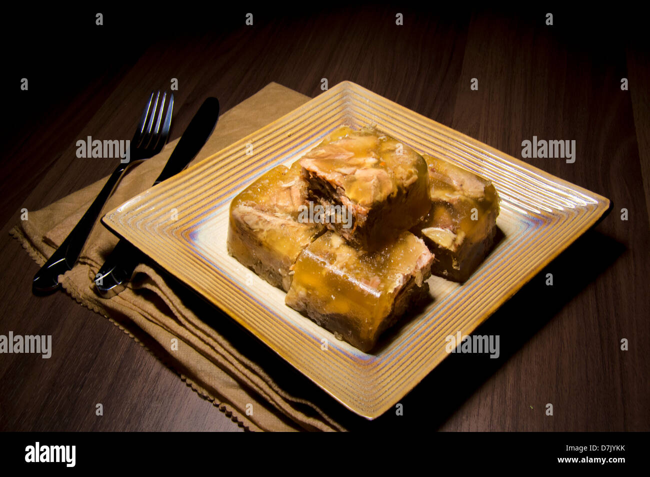 Gelatin pork meat on the table. Shoot in a long exposure Stock Photo ...