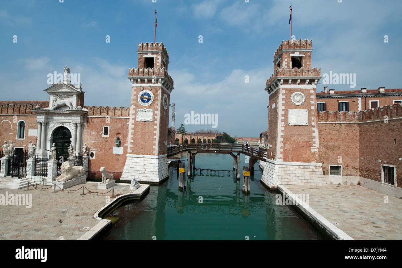 The Arsenale entrance Venice. Shipyard founded in C12th Stock Photo - Alamy