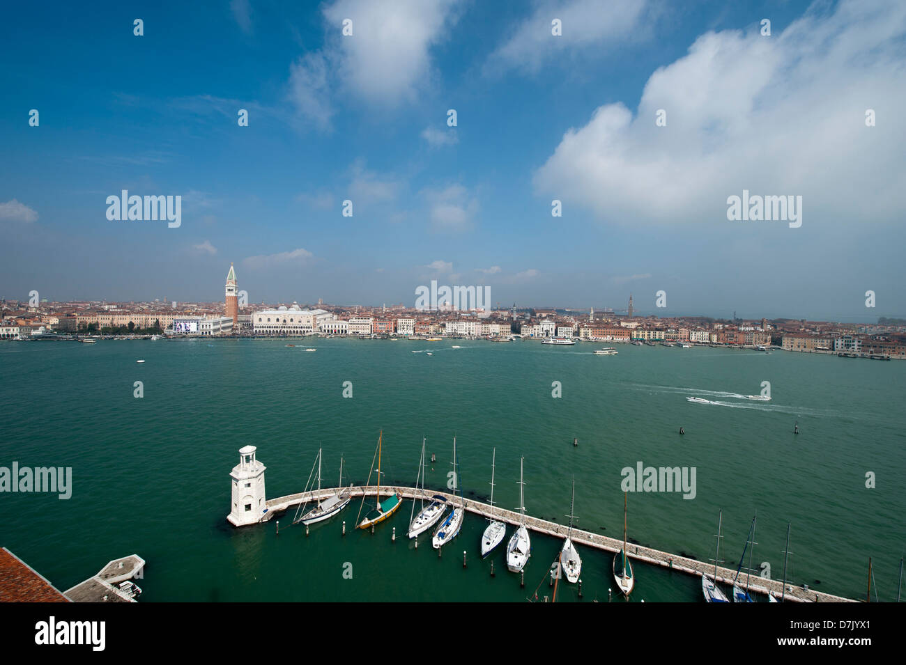View from San Giorgio Maggiore across the Grand Canal Venice, boat ...