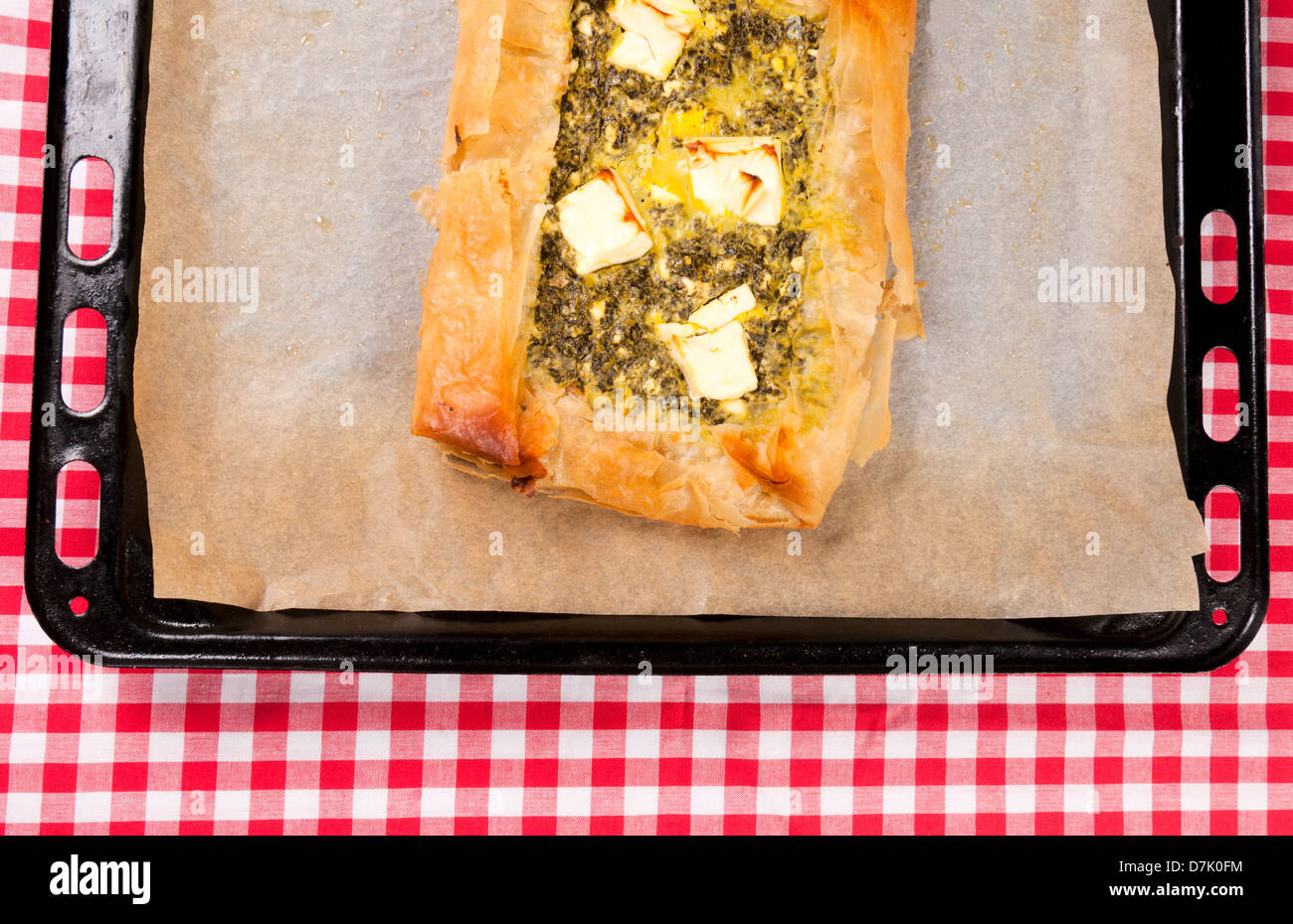 Spinach and feta cheese from high angle view Stock Photo - Alamy