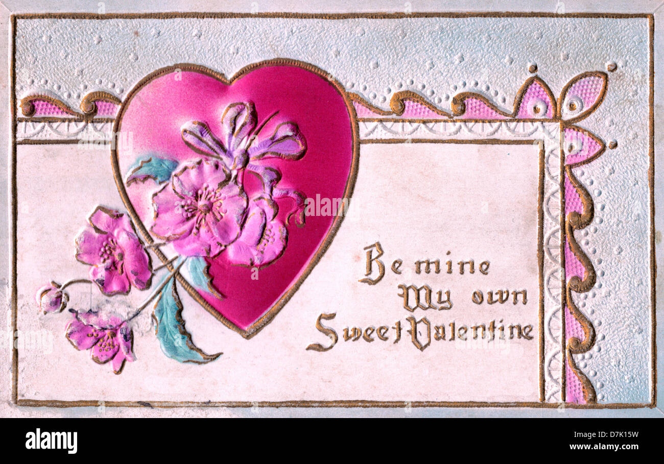 Be mine, my own sweet Valentine - Vintage card Stock Photo - Alamy