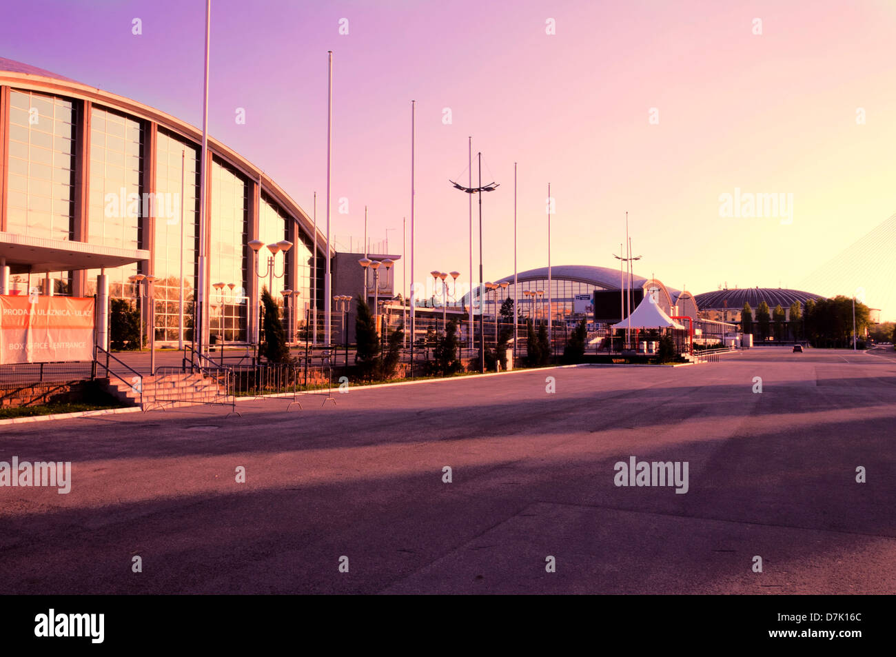 Abstract purple sunset over the building Stock Photo - Alamy