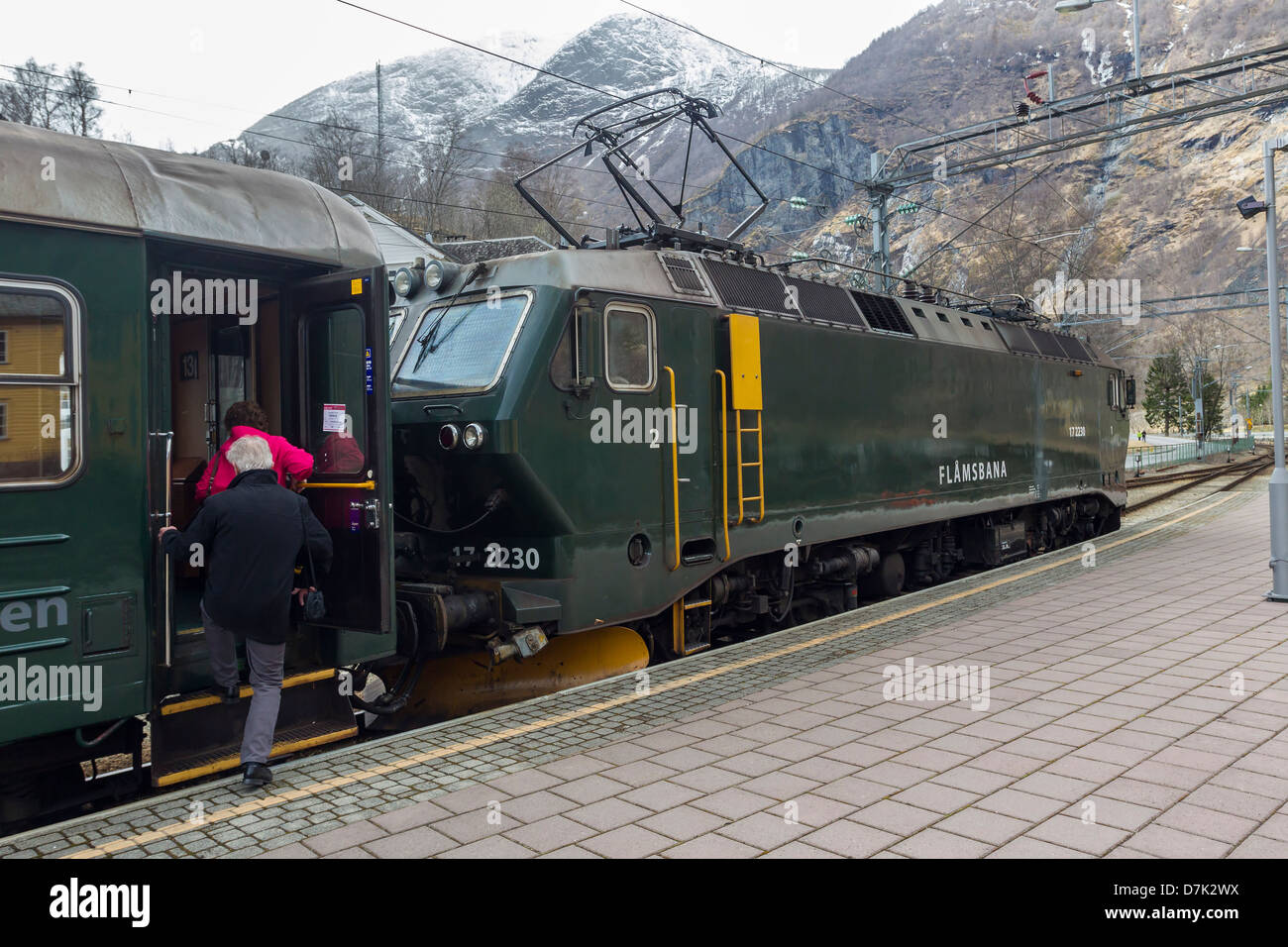 Passengers Boarding the Carriage of Flam railway Flam Norway Stock Photo - Alamy