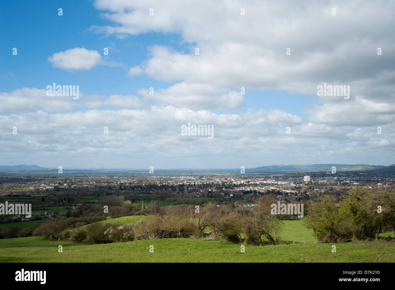 The view over Cheltenham from Leckhampton Hill, Gloucestershire ...