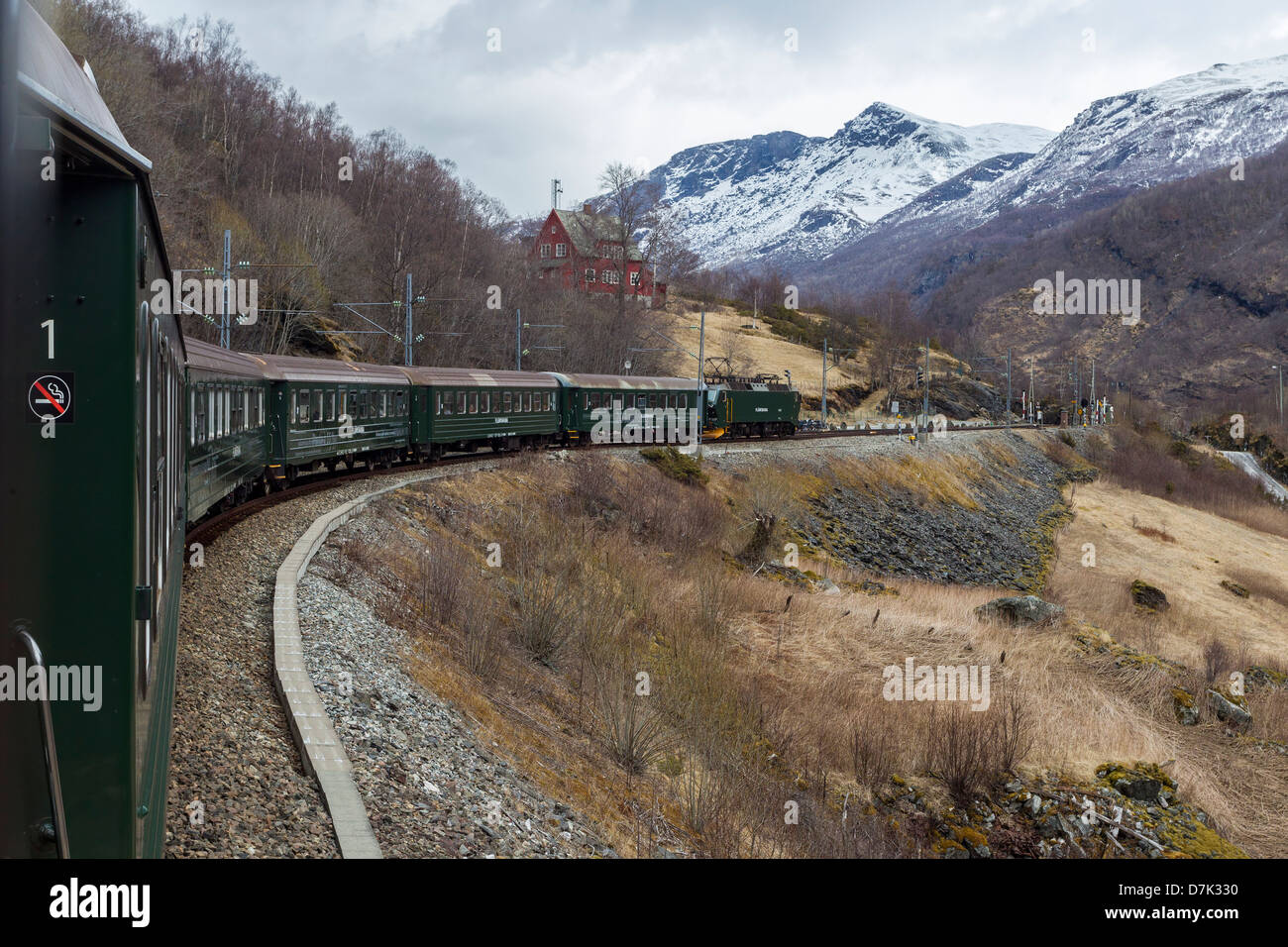 Flam railway up in the mountains. Flam Norway Stock Photo - Alamy