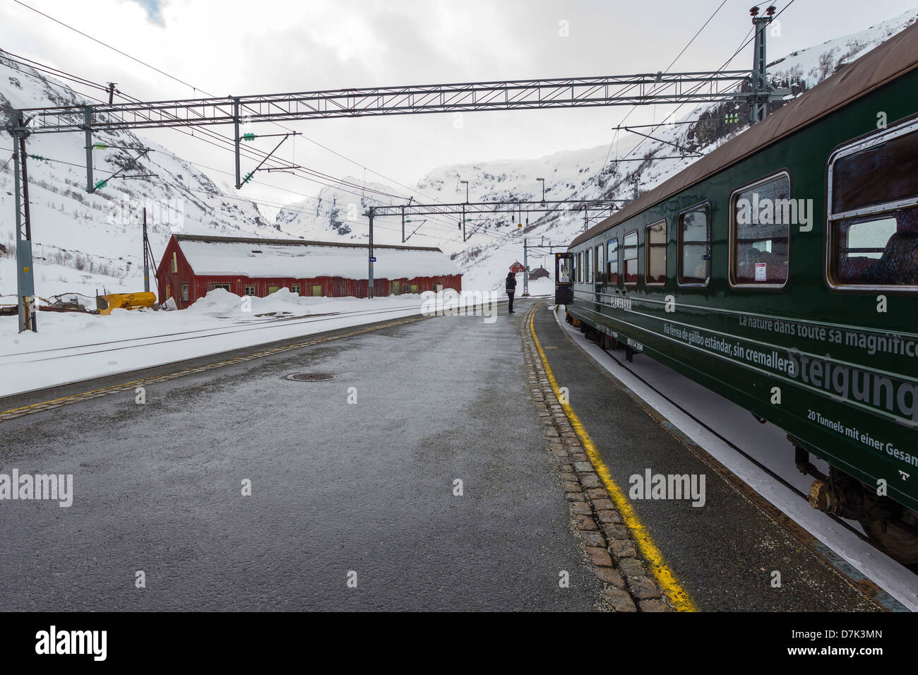 Flam railway up in the mountains. Flam Norway Stock Photo - Alamy
