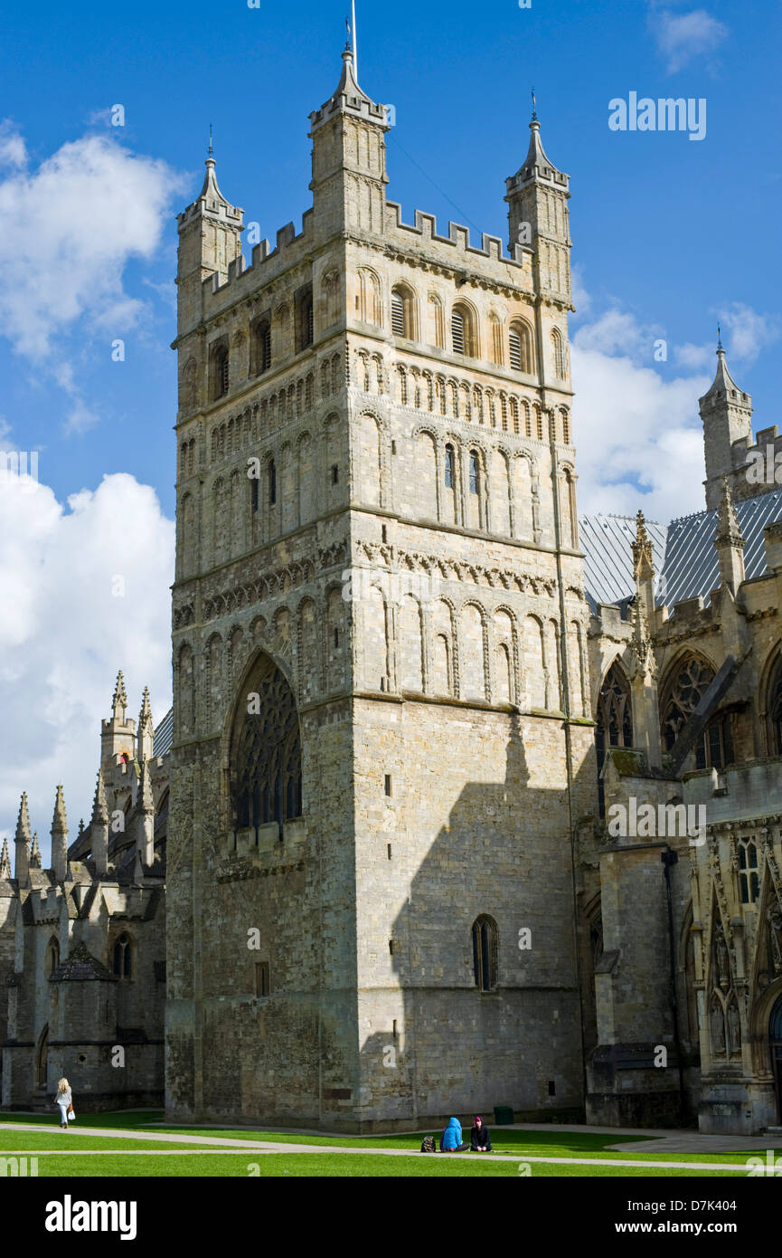 North Tower of Exeter Cathedral Exeter Devon England UK Stock Photo - Alamy