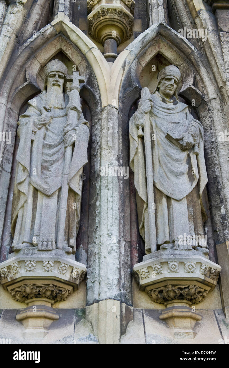 Stone carved statues on side of North doorway of Exeter Cathedral ...