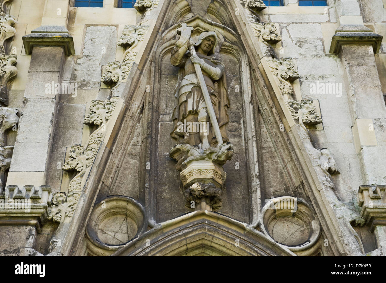 Stone carved statue above North doorway of Exeter Cathedral Exeter ...