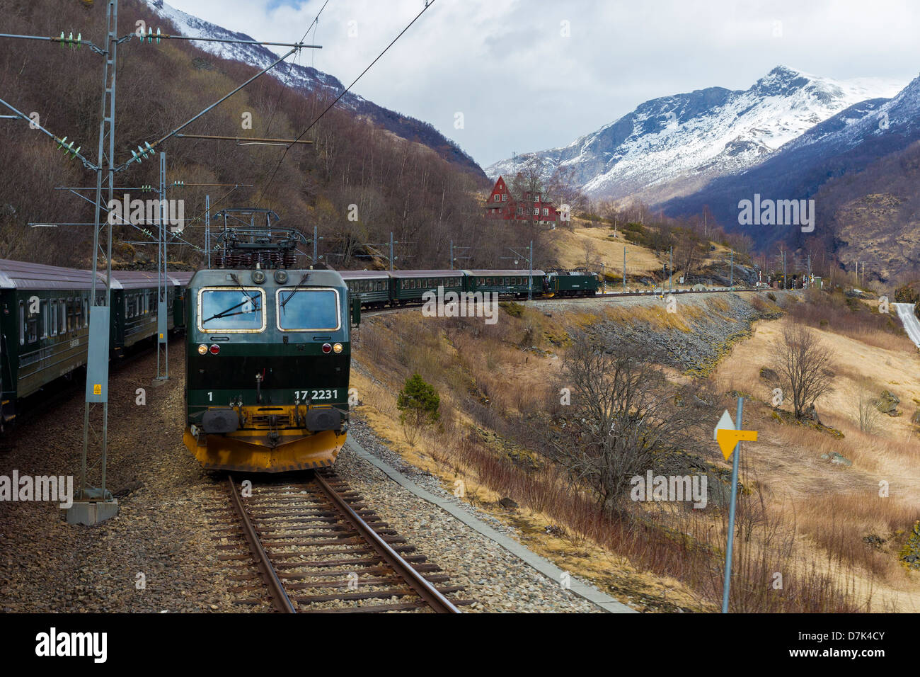 Flam railway up in the mountains. Flam Norway Stock Photo - Alamy