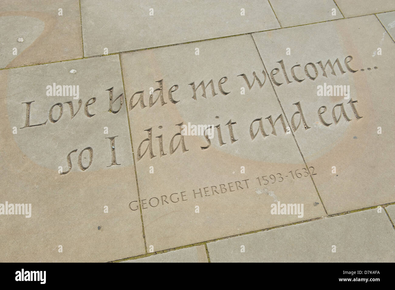 Quotation on pavement at Cathedral Green in Exeter Devon England UK ...