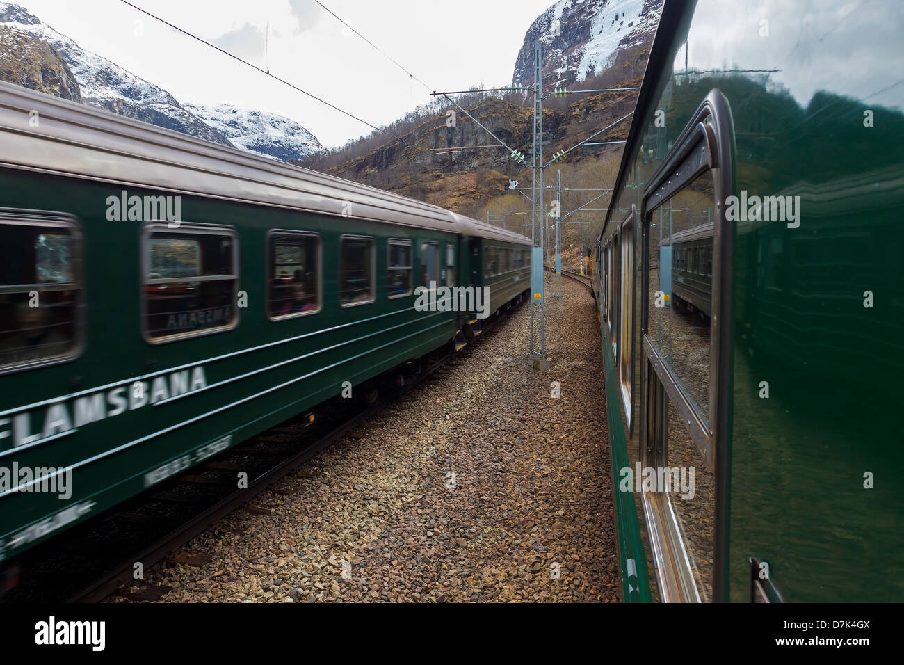 Flam railway up in the mountains. Flam Norway Stock Photo - Alamy