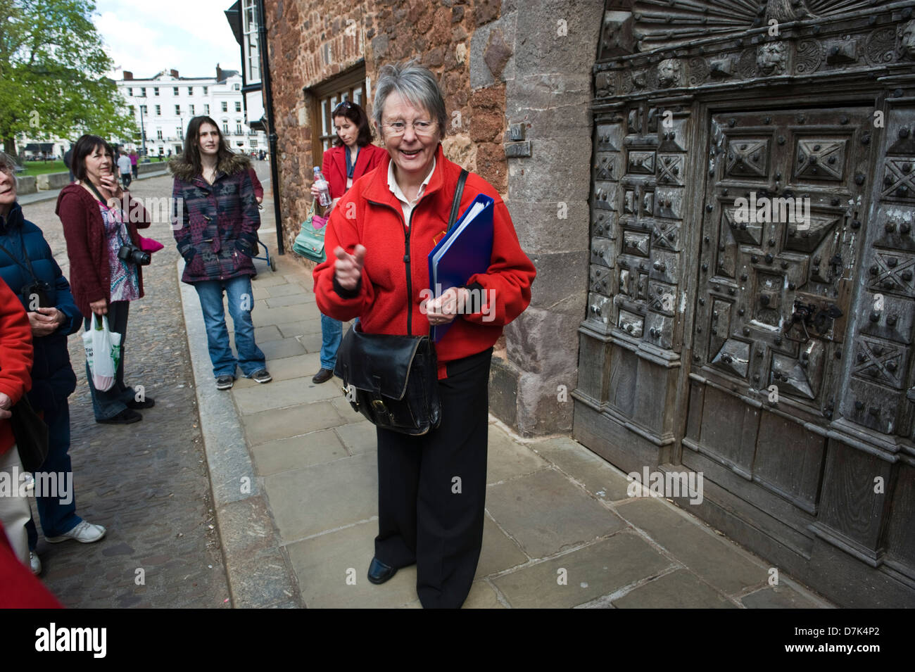 Red Coat City Tour Guide giving tour of historic sites in Exeter Devon ...
