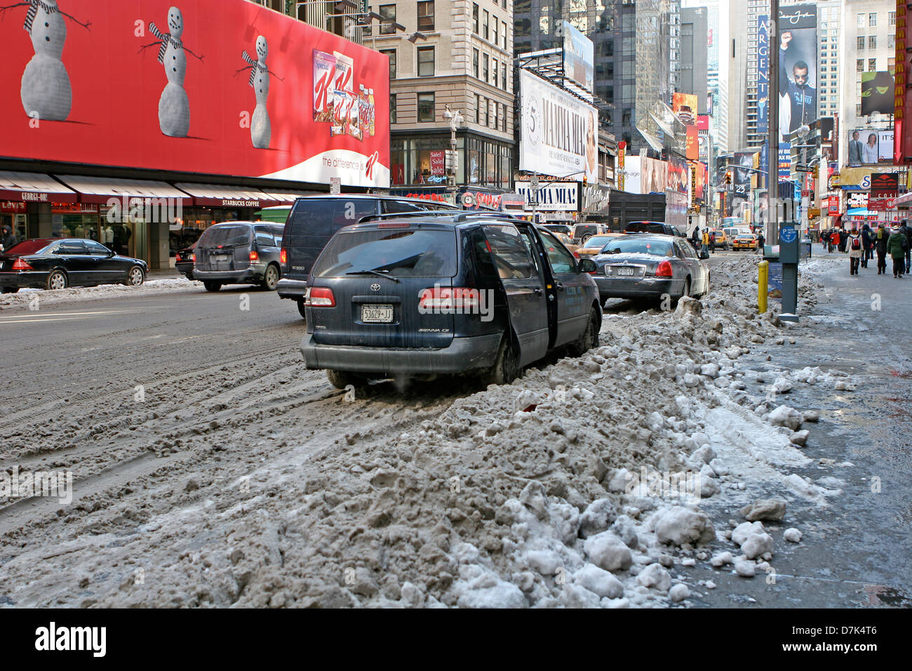 Snow in Times Square New York City, Manahattan USA Stock Photo - Alamy