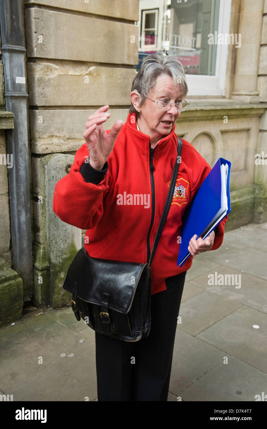 Red Coat Guide giving tour of historic sites in Exeter Devon England UK ...
