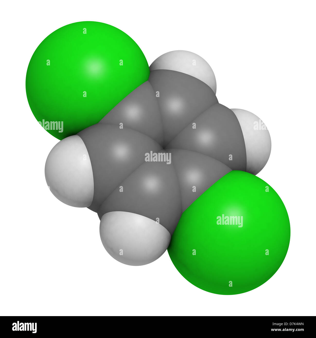 1,4-dichlorobenzene (p-DCB, para-dichlorobenzene) mothball molecule ...