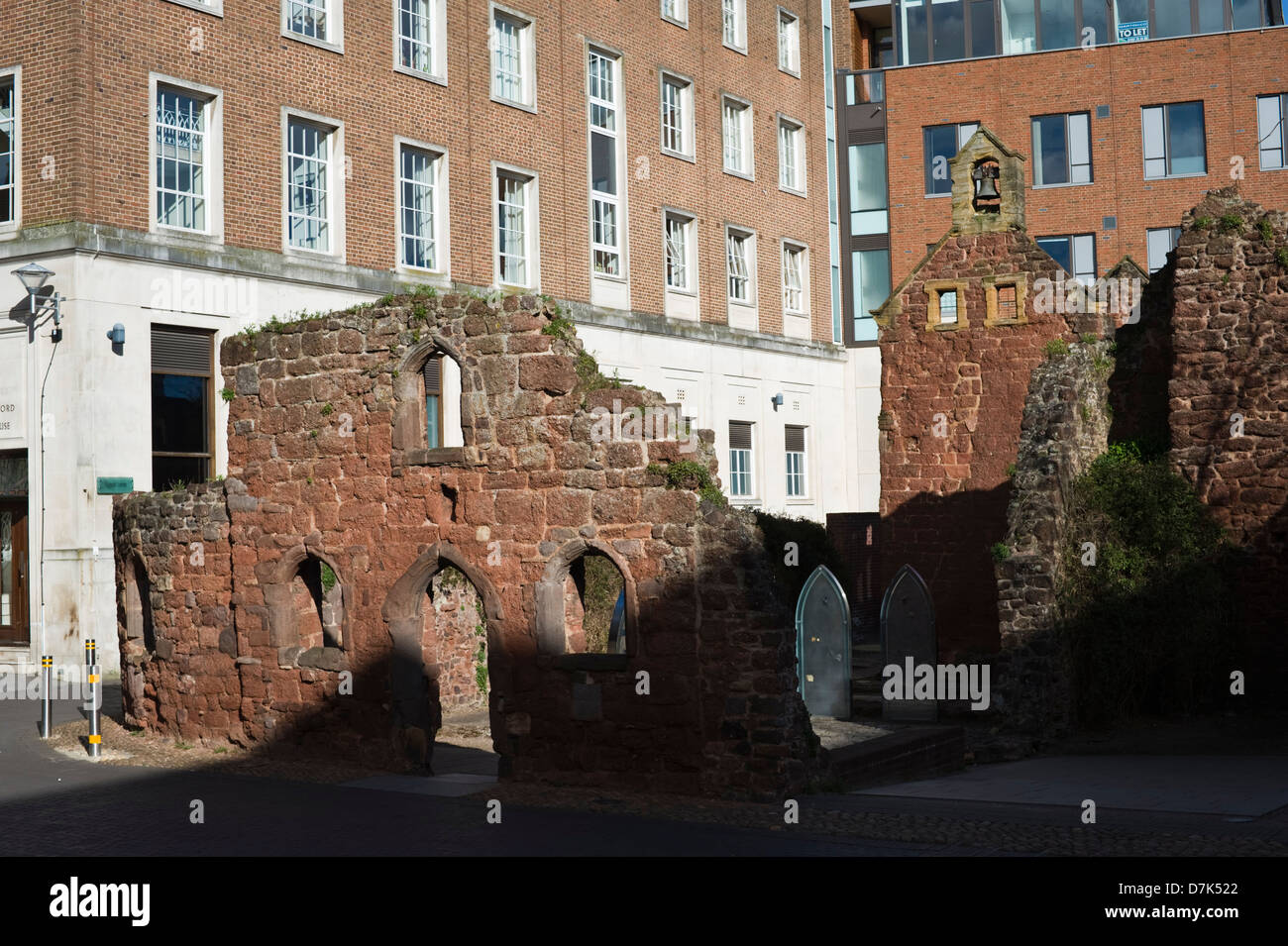 Ruins of St Catherine's Chapel in city centre of Exeter Devon England ...