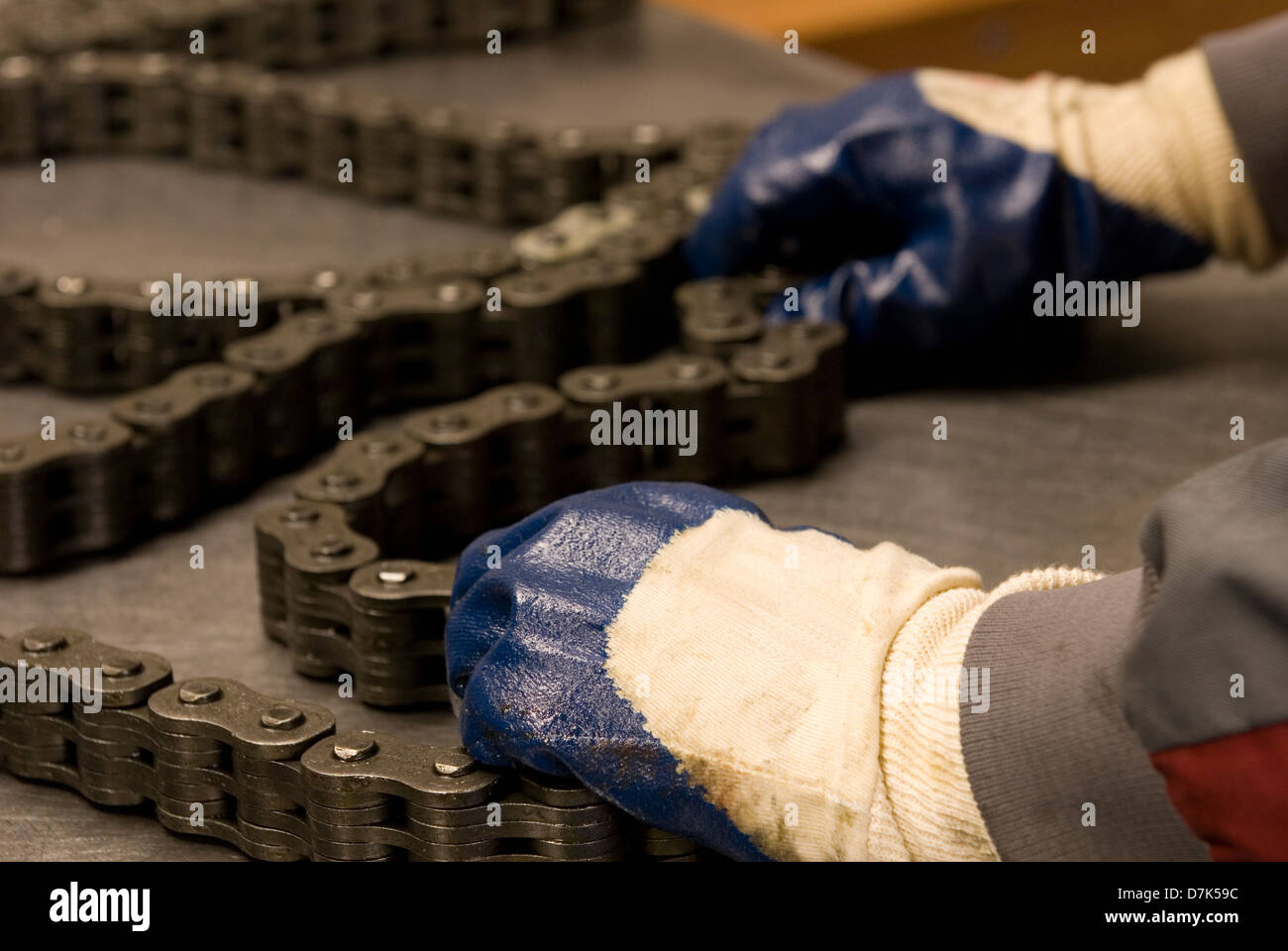 inspection of forklift chain Stock Photo - Alamy