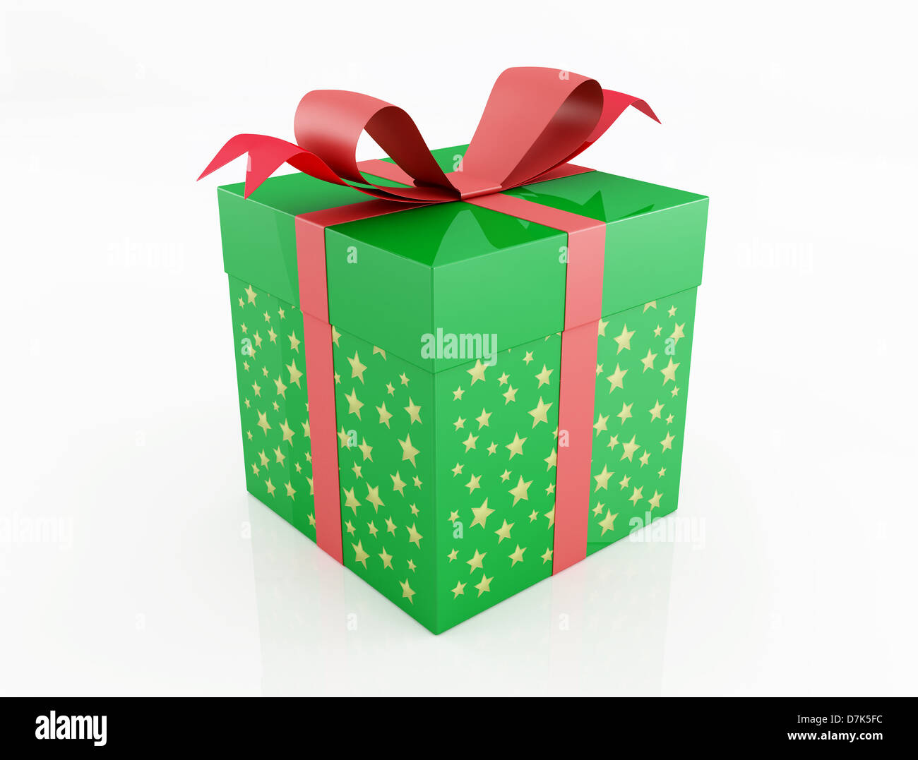 green Christmas present with golden star -rendering Stock Photo - Alamy