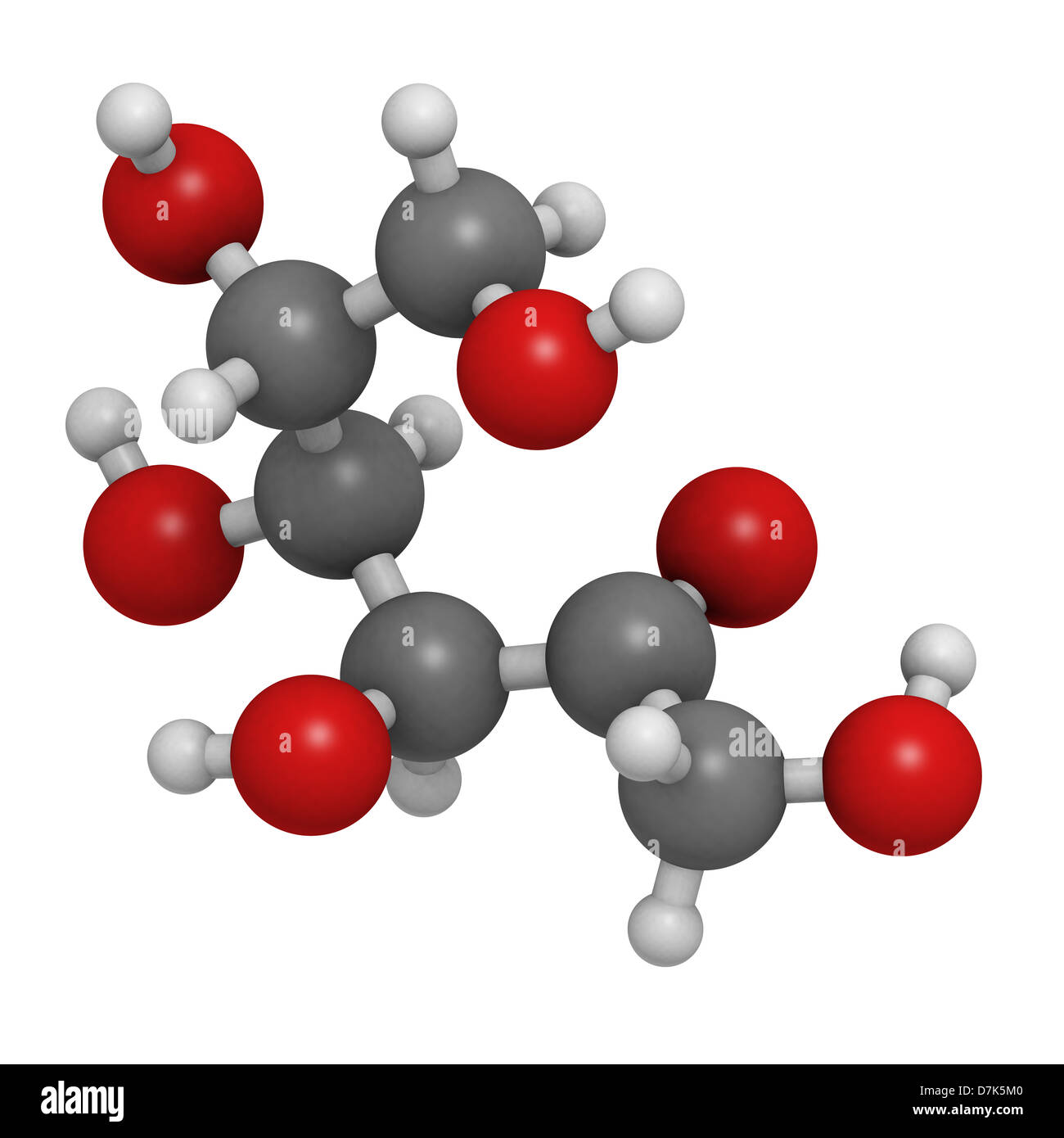 Tagatose sweetener, molecular model. Atoms are represented as spheres ...