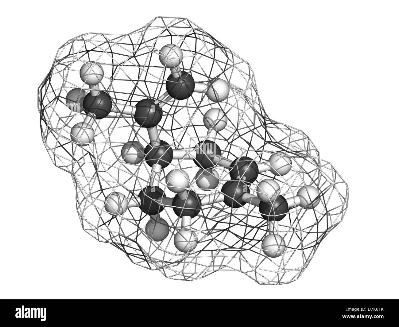 limonene citrus scent molecule, chemical structure. Atoms are ...