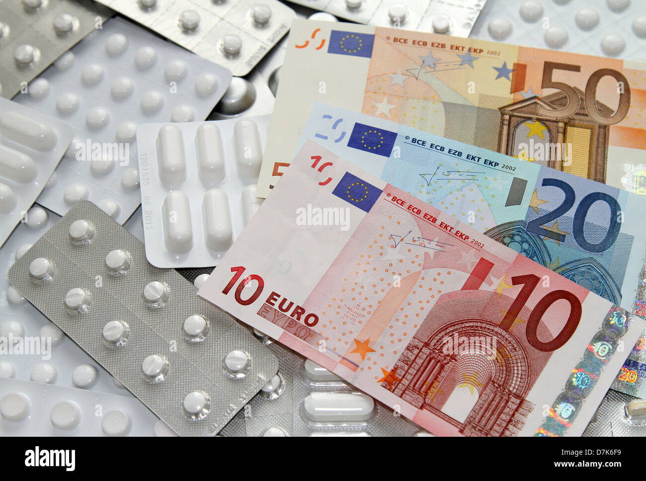 Berlin, Germany, tablets in blister packs and euro bills Stock Photo ...