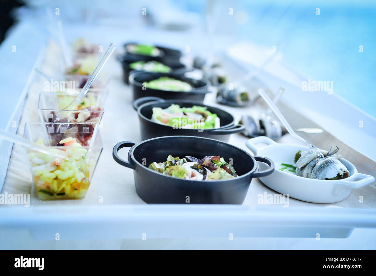 Delicious canapes with fish Stock Photo - Alamy