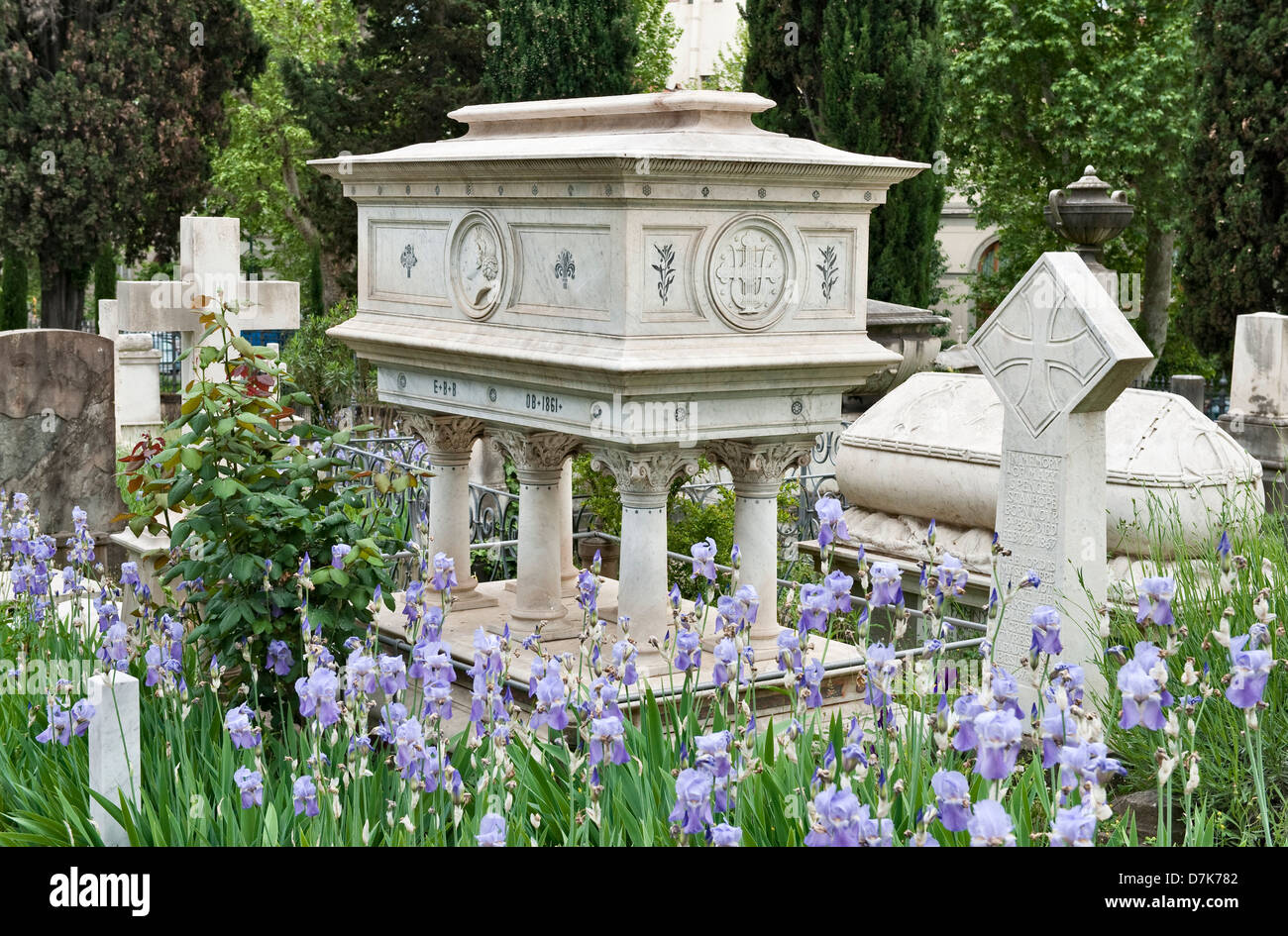 The tomb of the Victorian poet Elizabeth Barrett Browning in the ...
