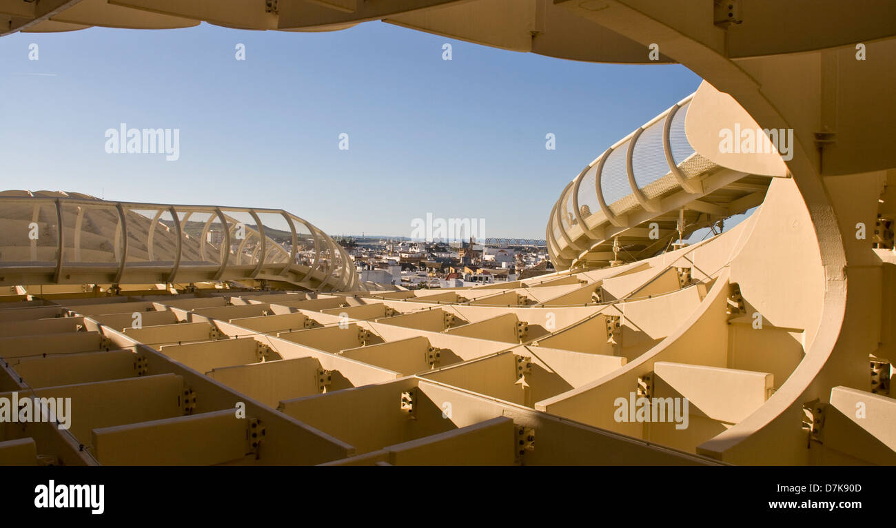 Cityscape panorama of Seville from Metropol Parasol panoramic terrace ...