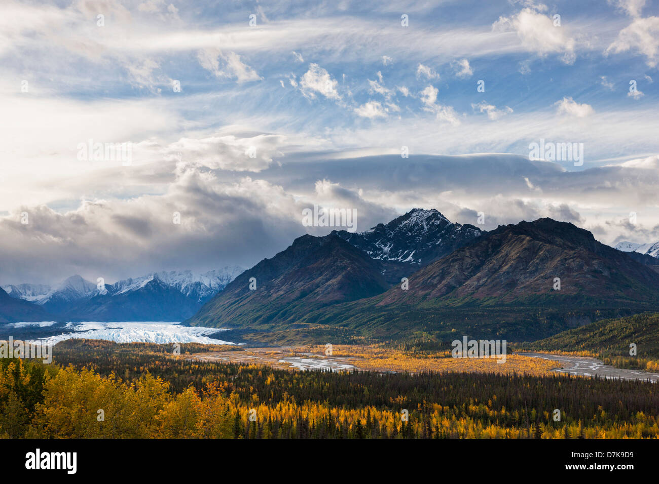 USA, Alaska, View of Chugach Mountains, Matanuska Glacier and Matanuska ...