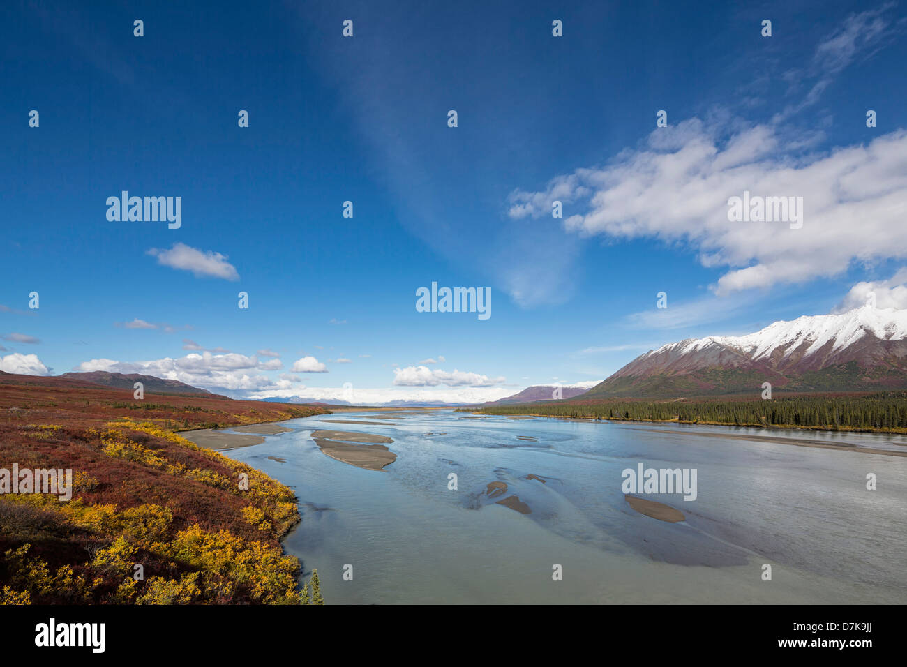 USA, Alaska, View of Susitna River and landscape in autumn Stock Photo ...